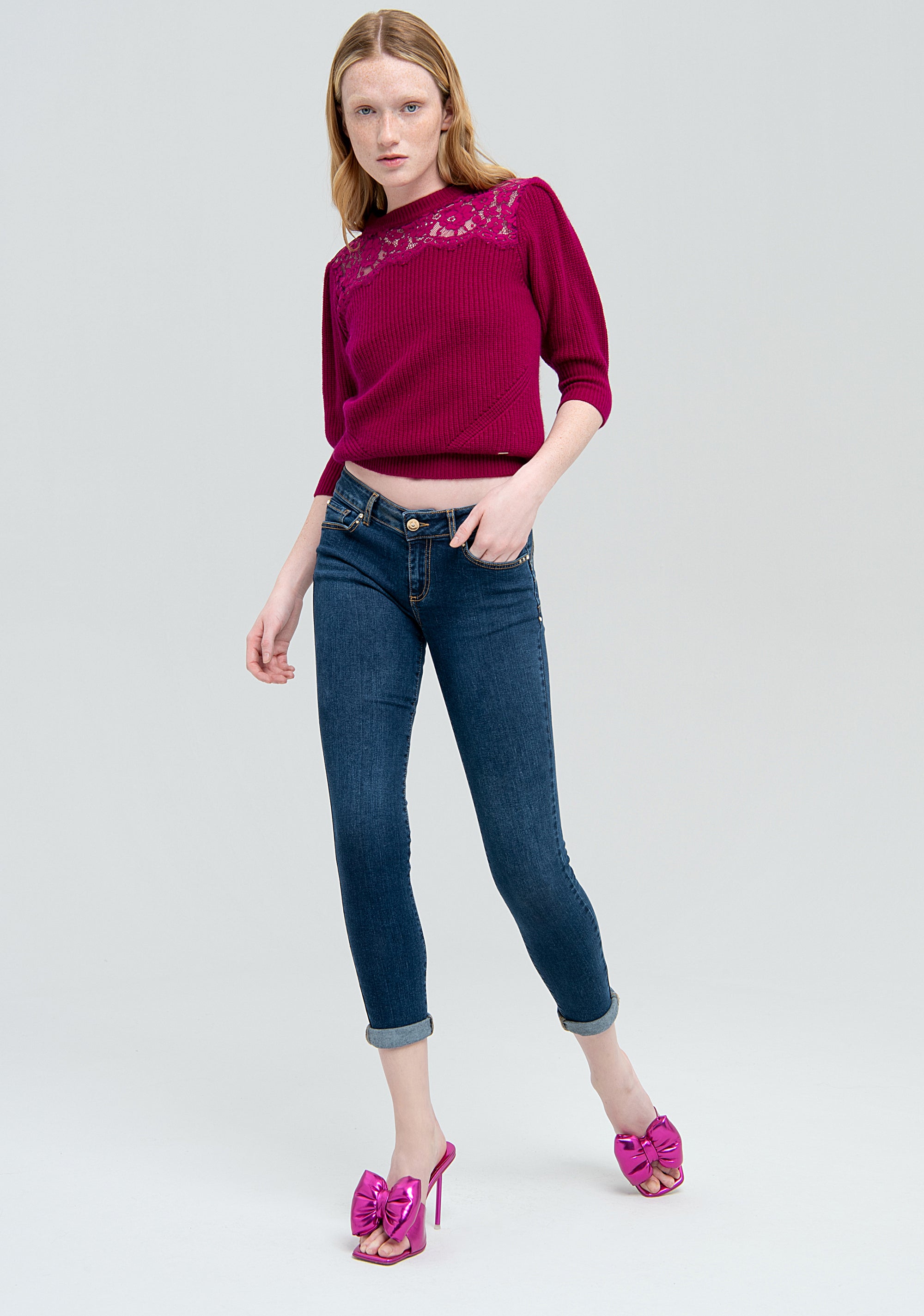 Jeans skinny push up in denim con lavaggio medio-FRACOMINA